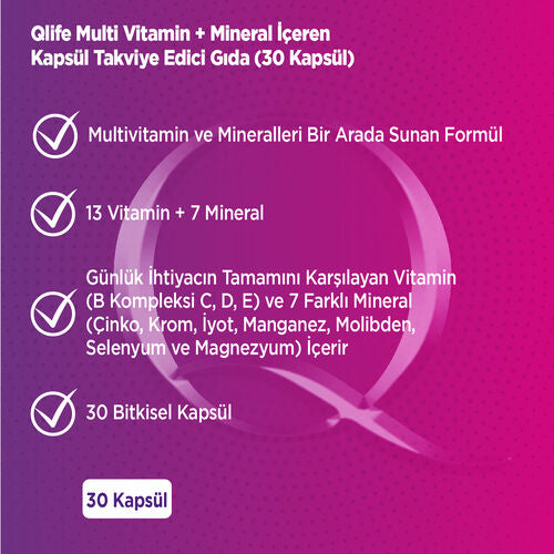 Qlife Multivitamin - Mineral Takviye Edici Gıda 30 Kapsül – Stay Beautiful